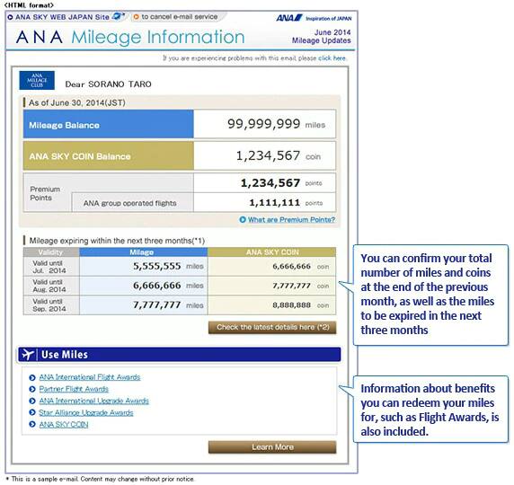 ANA Email Services|ANA Mileage Club